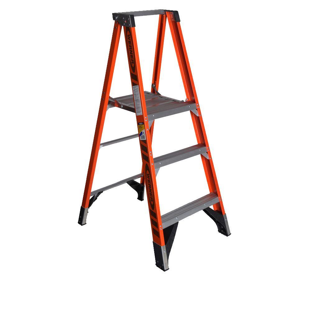 Werner 4 Ft Fiberglass Step Ladder With Shelf 375 Lb