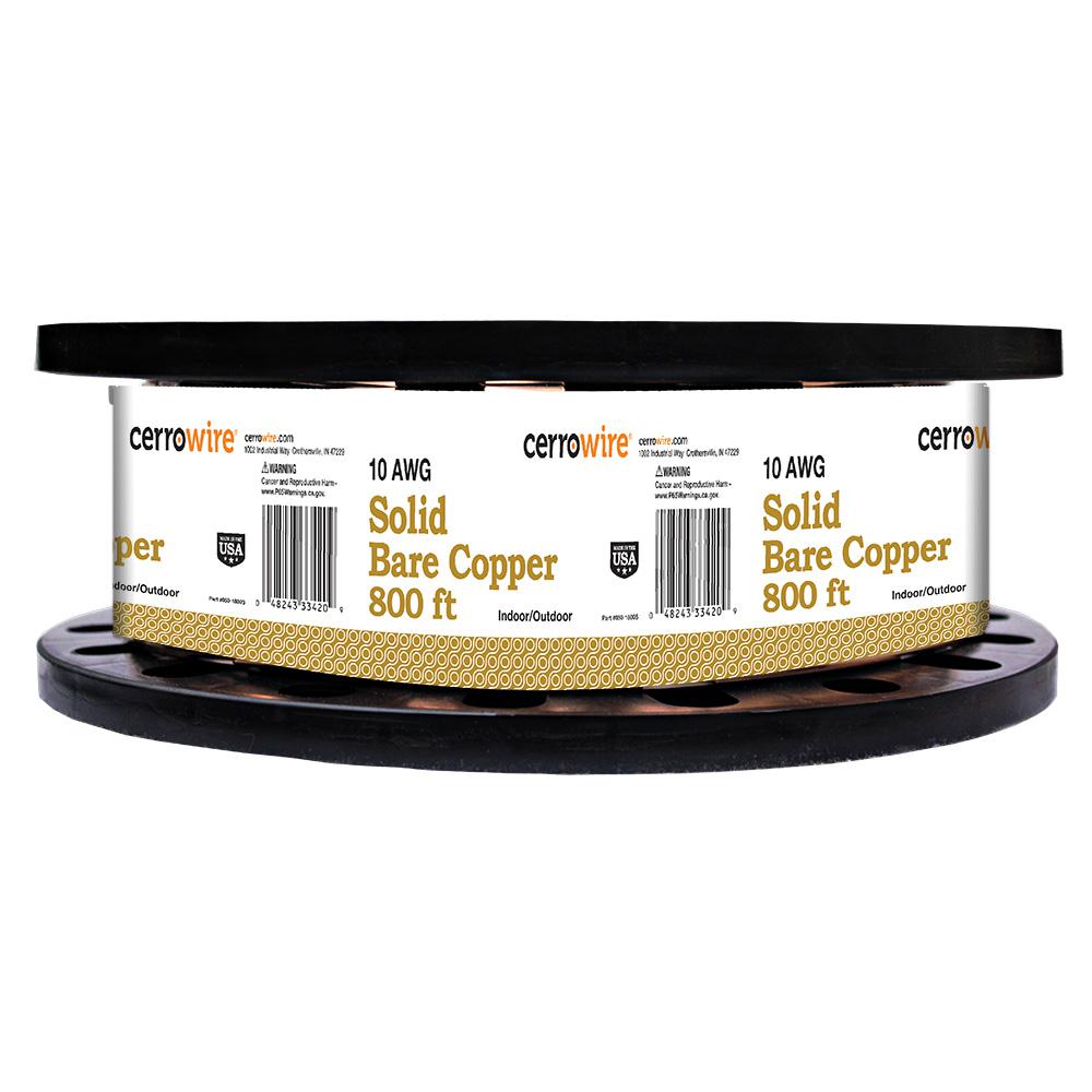 Cerrowire 800 ft. 10/1 Soild Bare Copper Grounding Wire-050-1800S - The ...