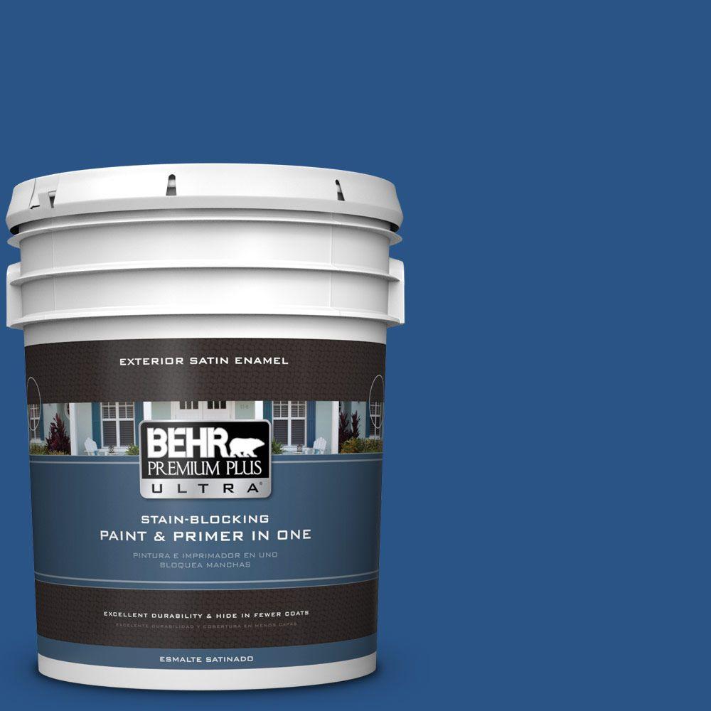 BEHR Premium Plus Ultra 5-gal. #590B-7 Award Blue Satin Enamel Exterior ...