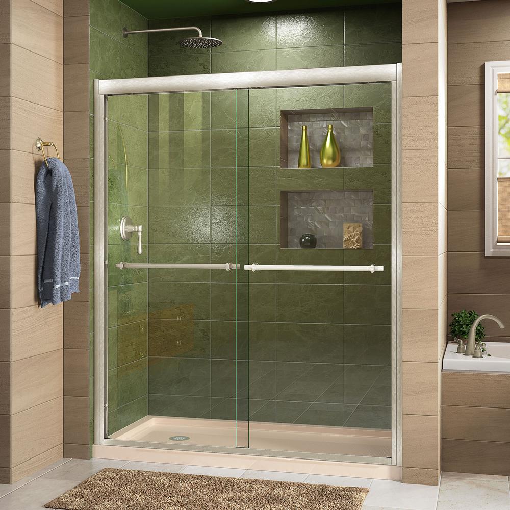 DreamLine Duet 30 in. D x 60 in. W x 74.75 in. H Semi-Frameless Sliding ...