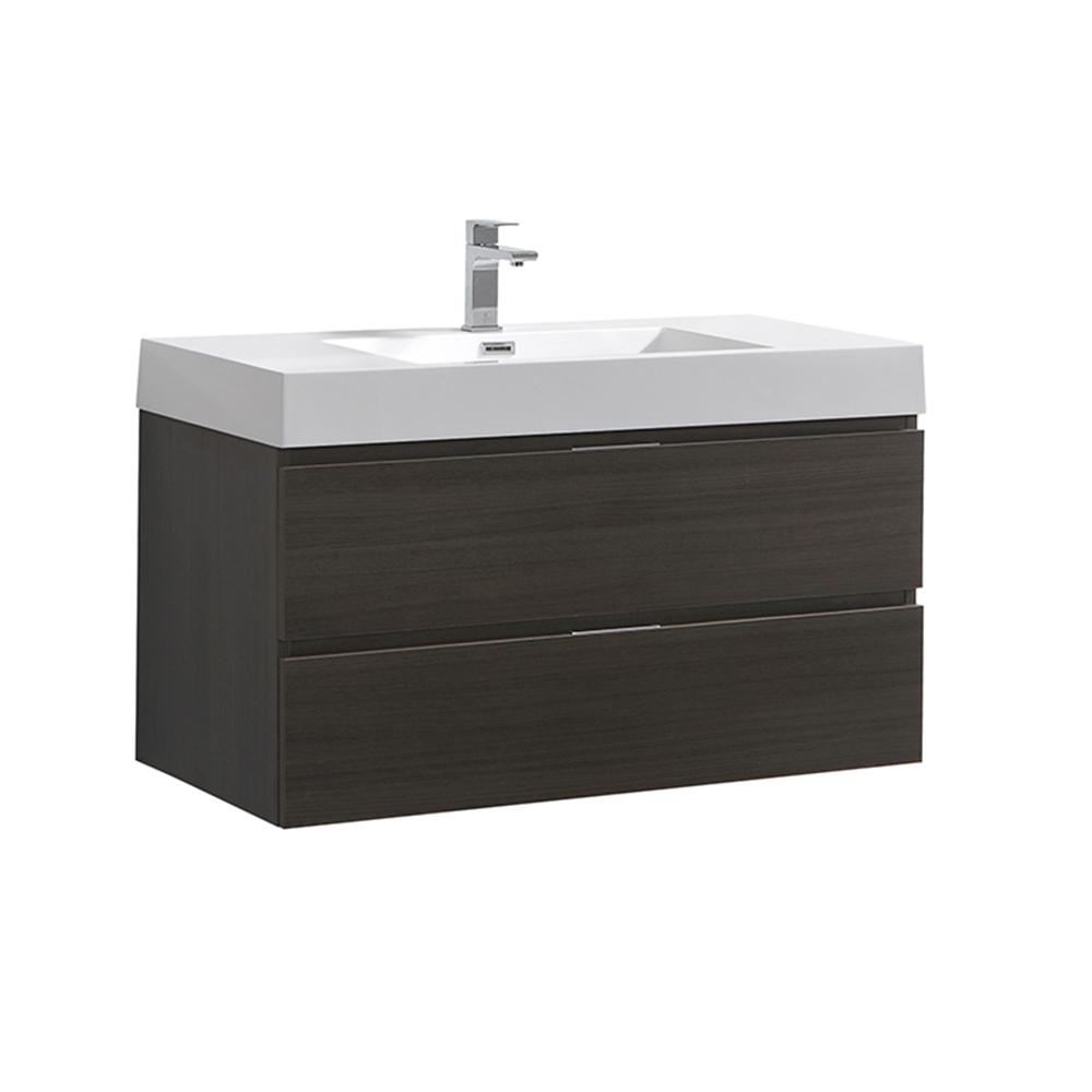 Fresca Valencia 40 in. W Wall Hung Bathroom Vanity in Gray Oak with ...