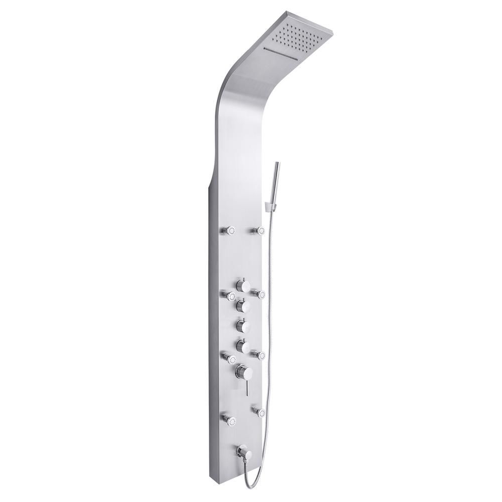 AKDY 65 in. 8-Jet Rainfall Shower Panel System with Rainfall Waterfall ...