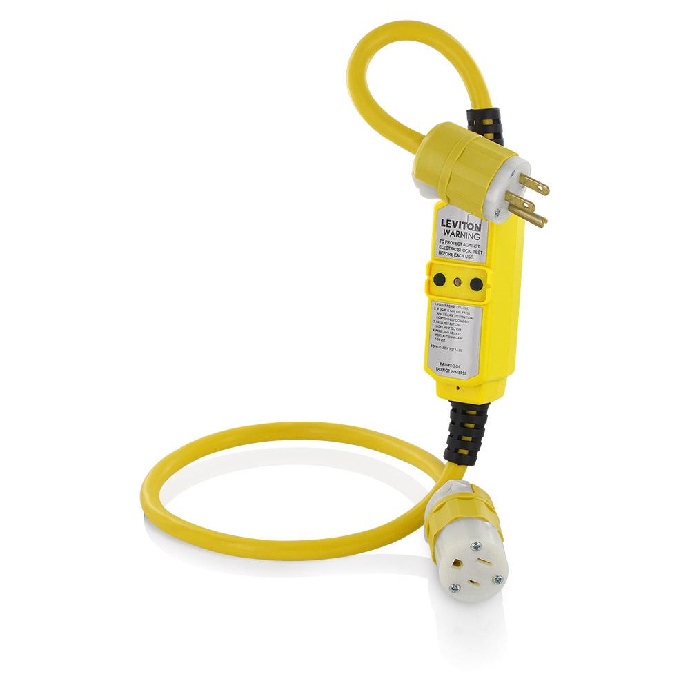 Yellow Jacket 2 ft. 12/3 SJTW In-Line GFCI Heavy-Duty Cord with Multi ...