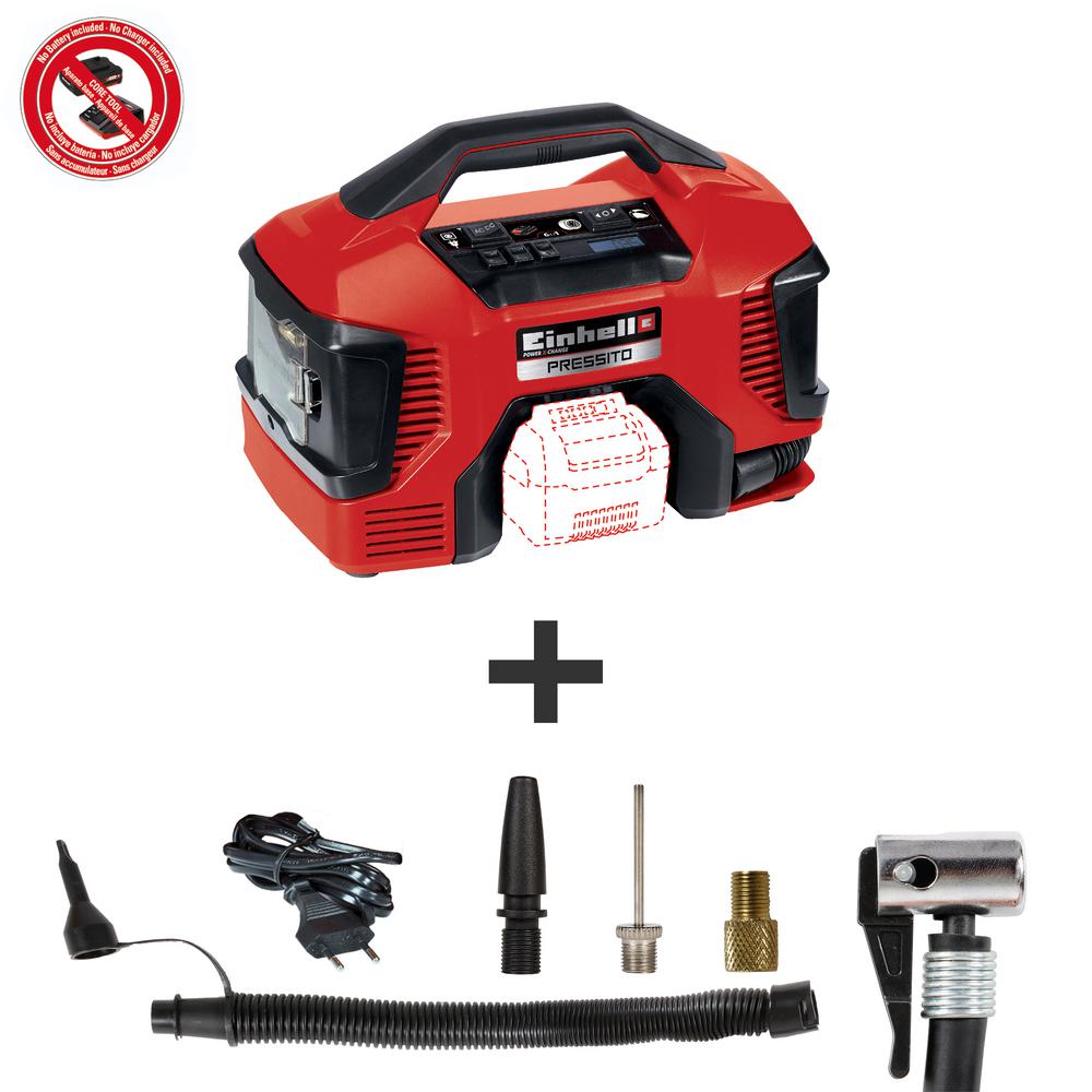 Einhell PXC 18-Volt Cordless Hybrid AC/DC 160 Maximum PSI Portable Tire ...