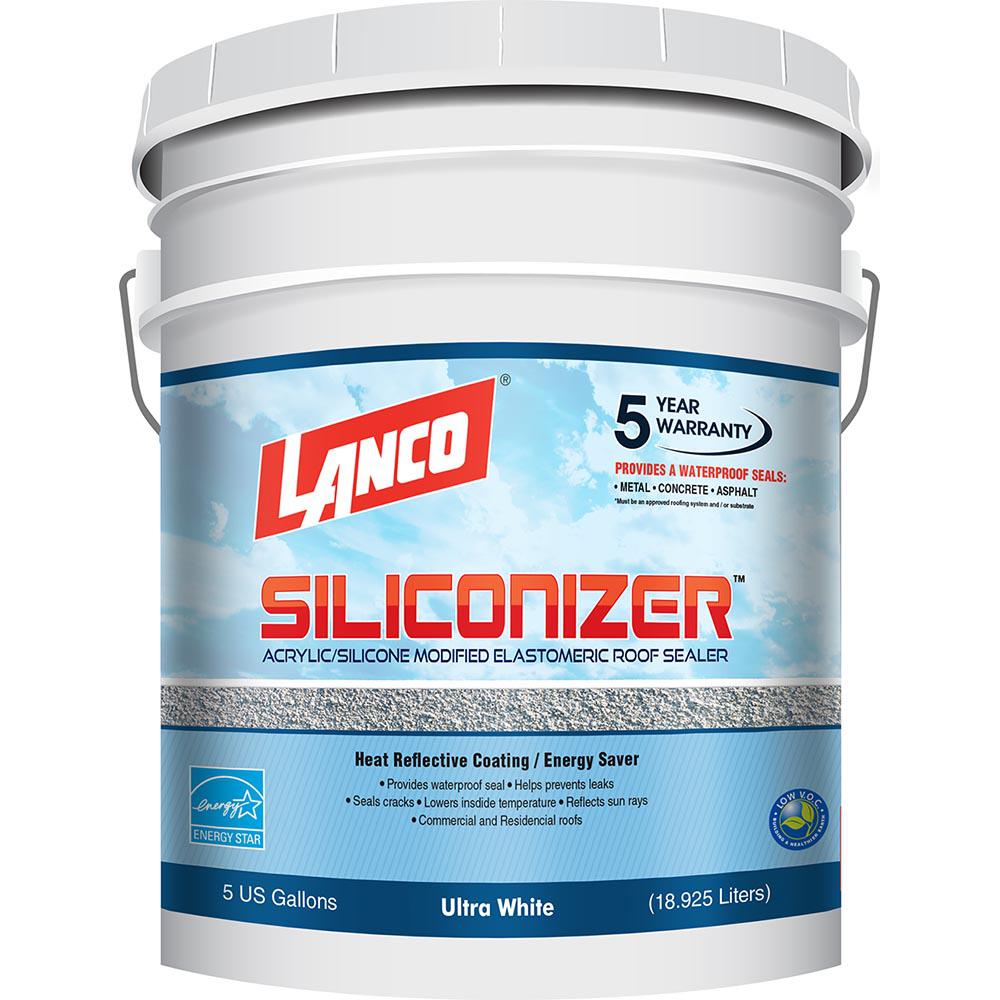 Lanco 5 Gal. Siliconizer Elastomeric Sealer Reflective Roof Coating ...