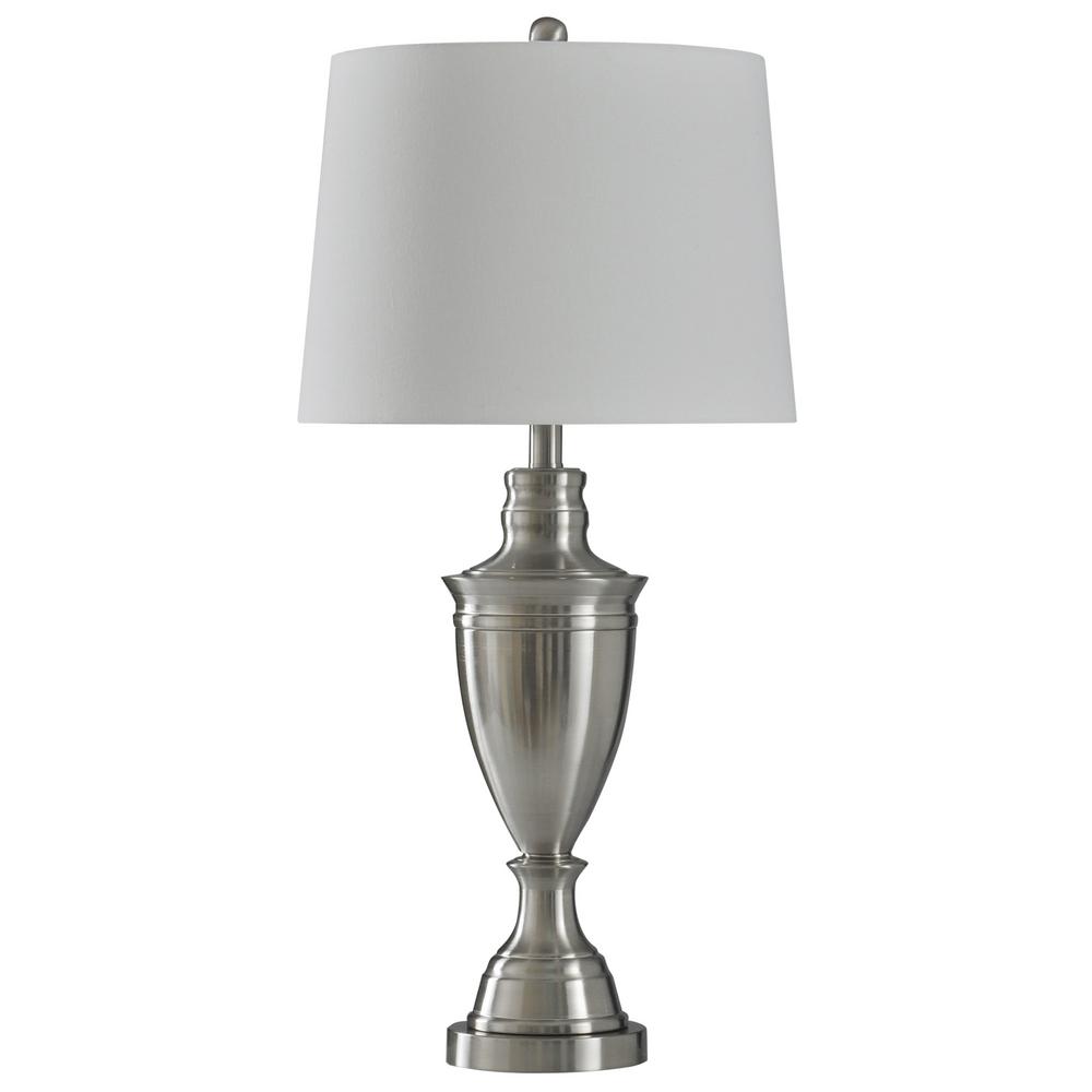 StyleCraft 31.5 in. Silver Table Lamp with White Styrene Shade ...