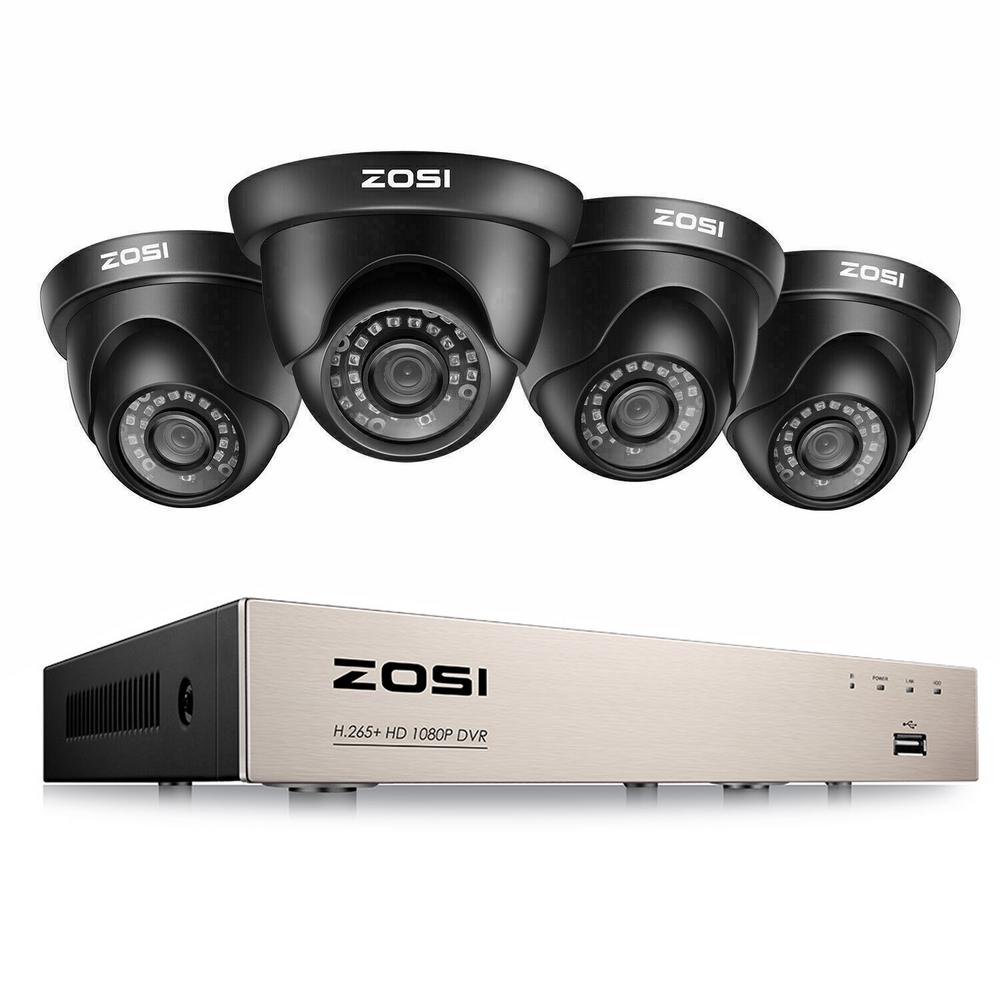 ZOSI 8-Channel 1080p 1TB Hard Drive DVR Security Camera System with 4 ...