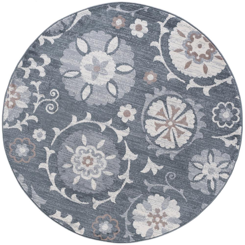 Tayse Rugs Madison Gray 5 ft. x 5 ft. Round Area Rug-MDN3109 6RND - The ...