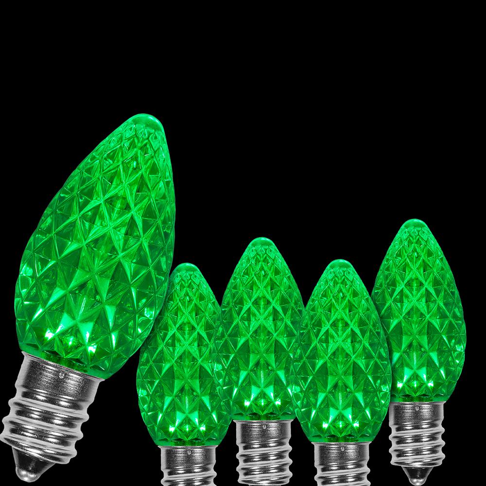 Wintergreen Lighting Opticore C7 Led Green Faceted Christmas Light