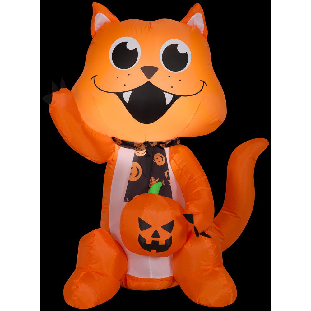 Gemmy 3.5 ft. H Big Eyed Cat with Scarf and Pumpkin-SM Halloween ...