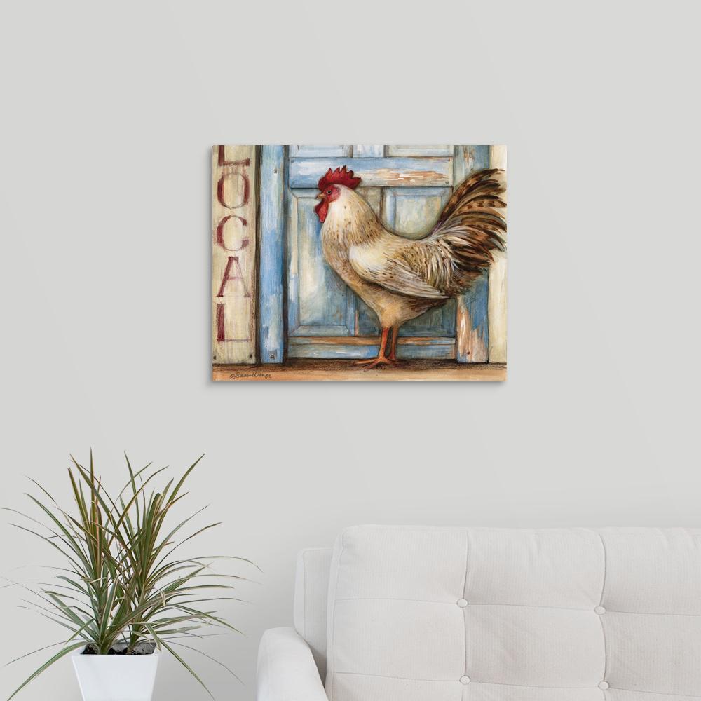 GreatBigCanvas "Garden Farm Rooster" by Susan Winget Canvas Wall Art ...
