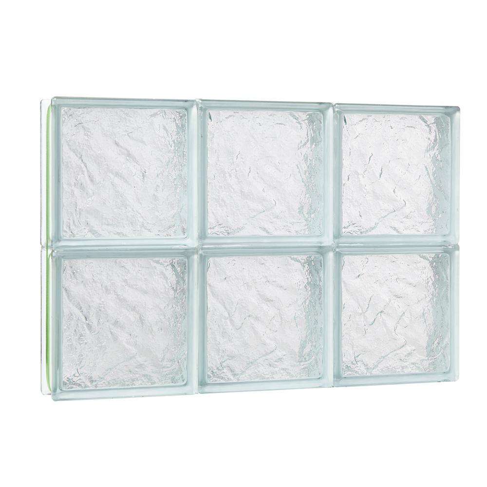 TAFCO WINDOWS 23.25 in. x 23.25 in. x 3.125 in. Ice Pattern Solid Glass ...