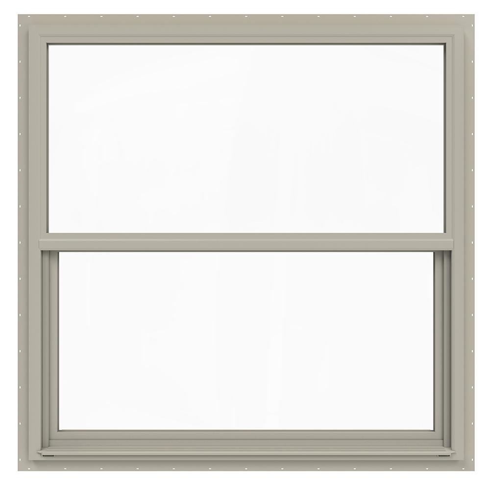 JELD-WEN 42 in. x 42 in. V-4500 Series Desert Sand Single-Hung Vinyl ...