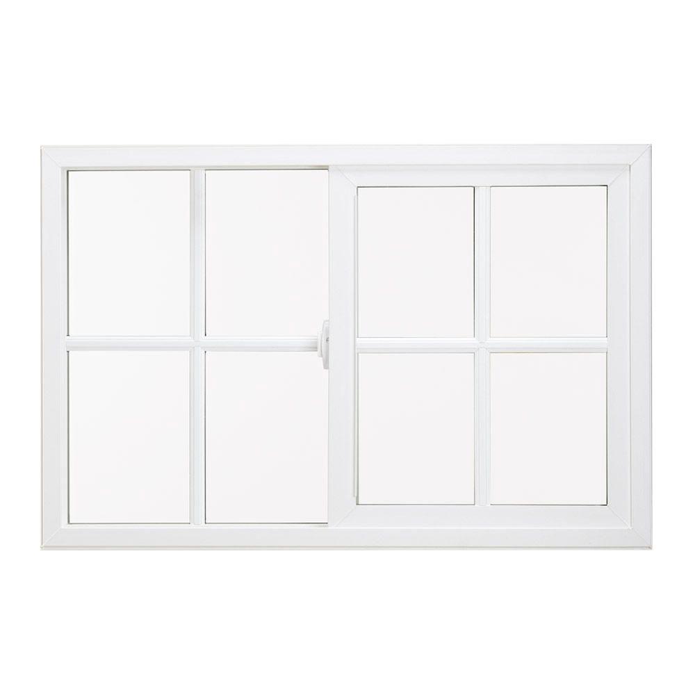JELD-WEN 23.5 in. x 23.5 in. Premium Atlantic White Vinyl Left-Handed ...