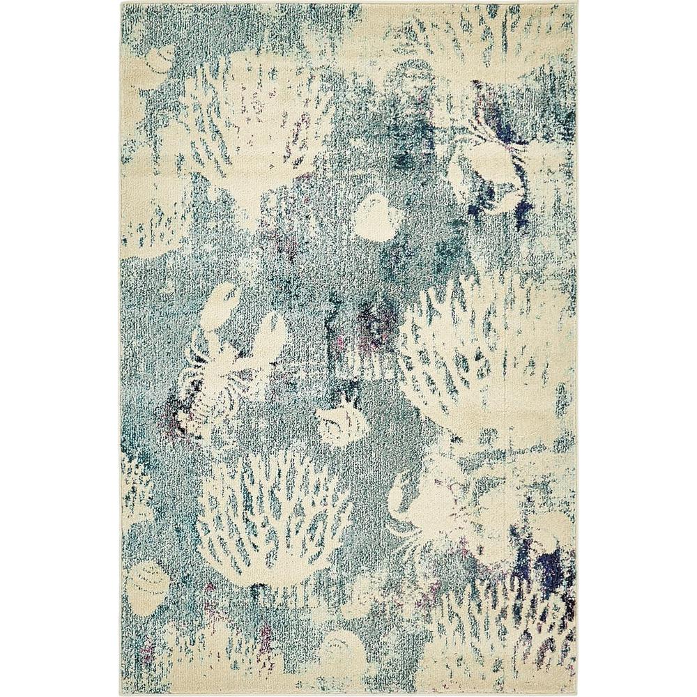 Unique Loom Positano Seashell Light Blue 4' 0 x 6' 0 Area Rug 3139767 ...