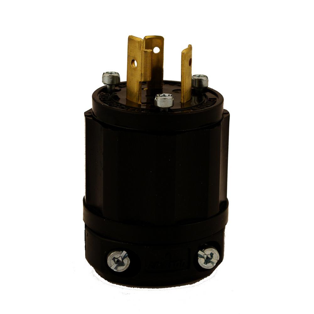 Leviton 20 Amp 250-Volt Locking Grounding Plug, Black-2321-B - The Home ...