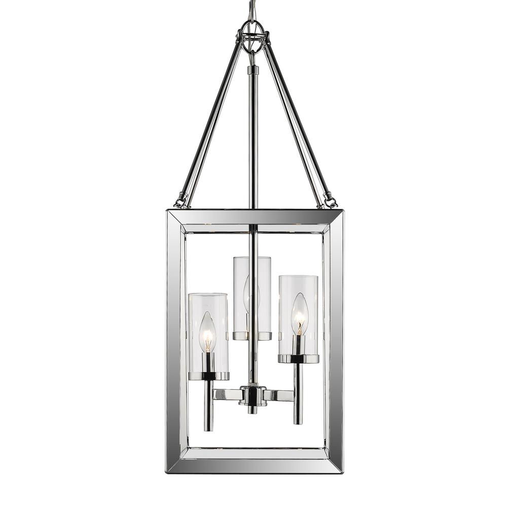 Golden Lighting Smyth CH 3-Light Chrome Pendant with Clear Glass-2074 ...