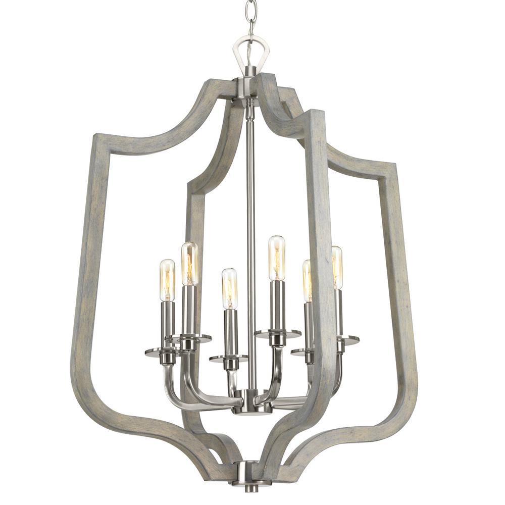 Progress Lighting Glenora Collection 6-Light Brushed Nickel Pendant ...