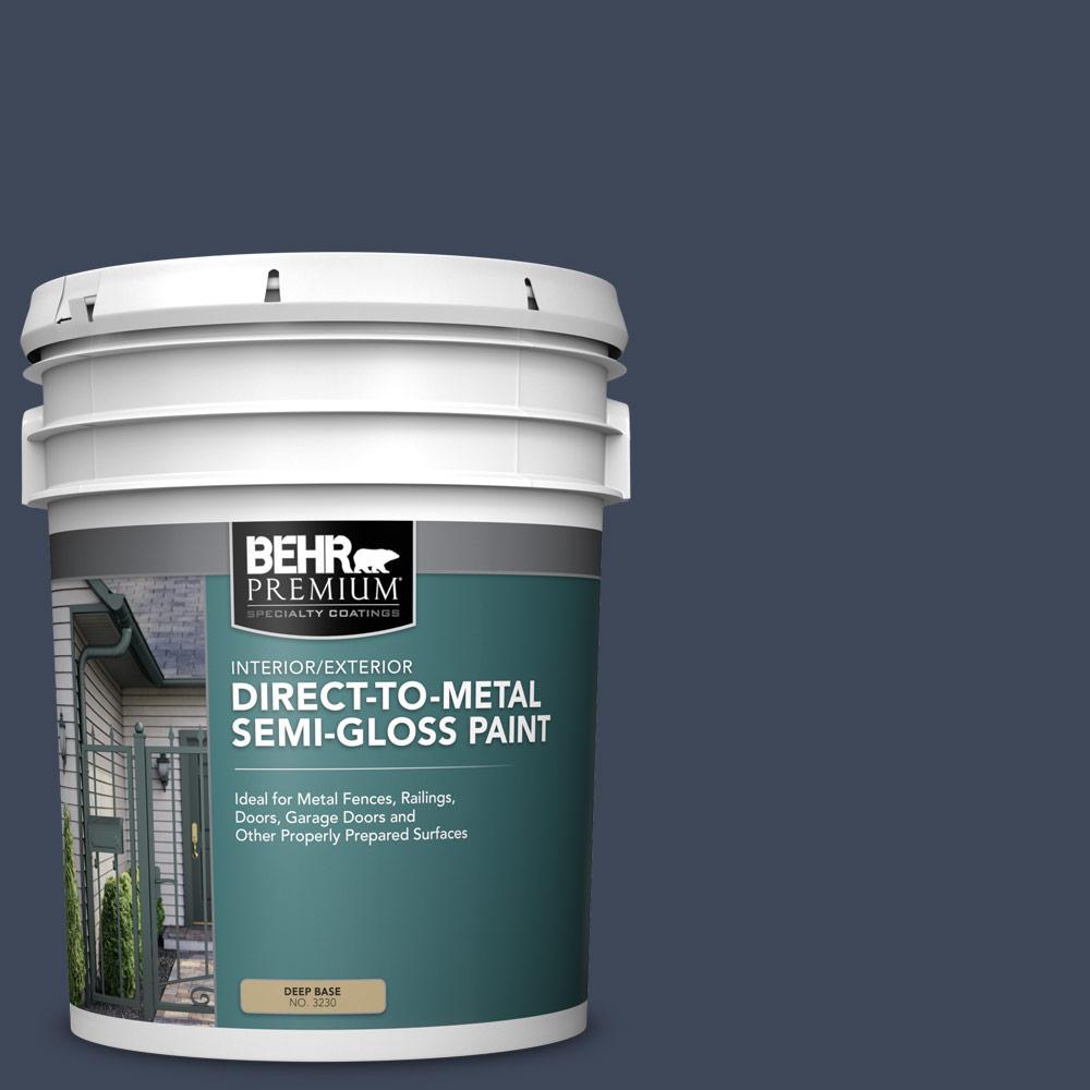BEHR PREMIUM 5 gal. #M500-7 Very Navy Semi-Gloss Direct to Metal ...