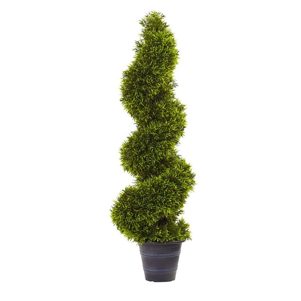 Nearly Natural 3 ft. UV Resistant Indoor/Outdoor Boxwood Tower Topiary ...