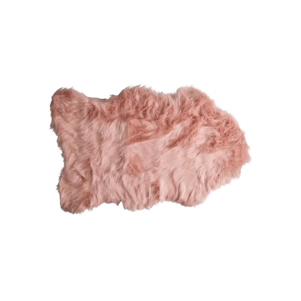 Luxe Faux Fur Gordon Dusty Rose 2 ft. x 3 ft. Faux Sheepskin Indoor Rug ...