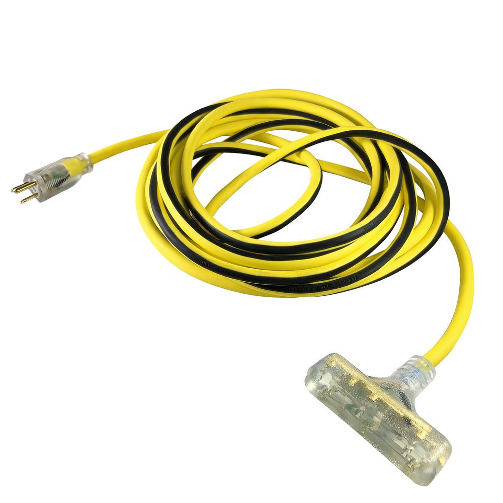US Wire and Cable USW 50 ft. 12/3 Yellow Triple Tap Extension Cord with ...