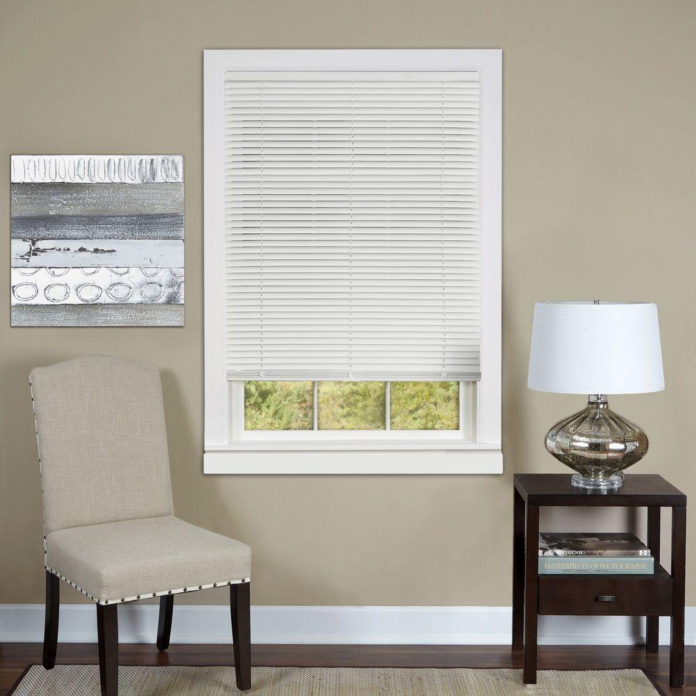 Luna White 2 in. Light Filtering Vinyl Mini Blind - 31 in. W x 64 in. L ...