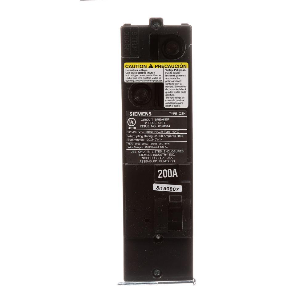Siemens 200 Amp Double-Pole 22kA Type QS Multi-Family Main Breaker ...