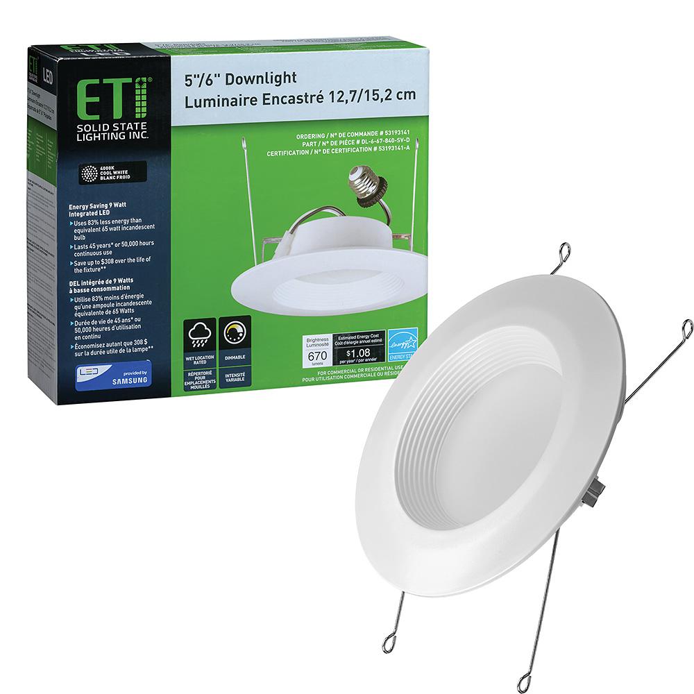 ETi 5 in./6 in. 4000K Bright White Integrated LED Recessed Trim ...