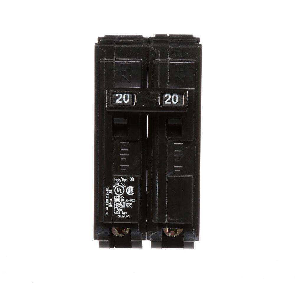 Siemens 20 Amp Double-Pole Type QD Replacement Circuit Breaker-D220 ...
