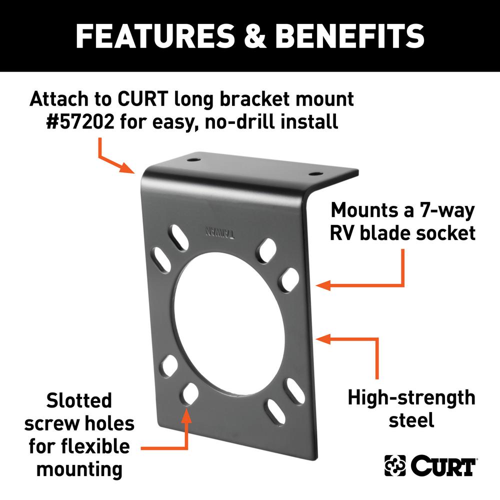 CURT Connector Mounting Brackets for 7-Way RV Blade (Black, 12-Pack ...