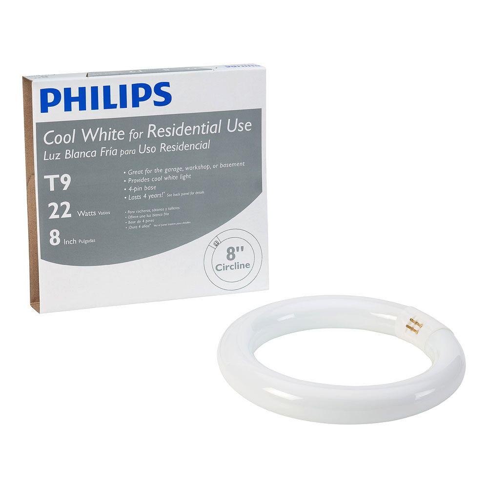 Philips 22-Watt 8 in. Linear T9 Fluorescent Light Bulb Cool White ...