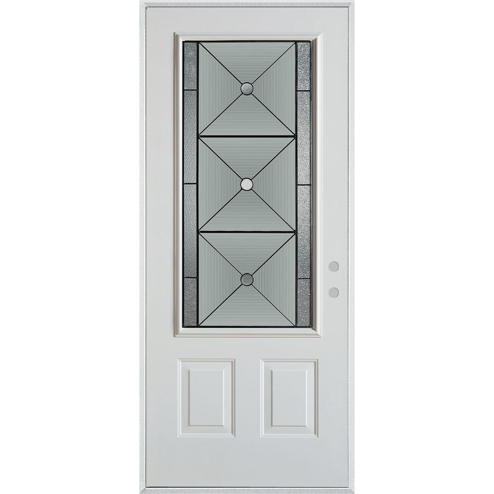 Stanley Doors 36 in. x 80 in. Bellochio Patina 3/4 Lite 2-Panel Painted ...