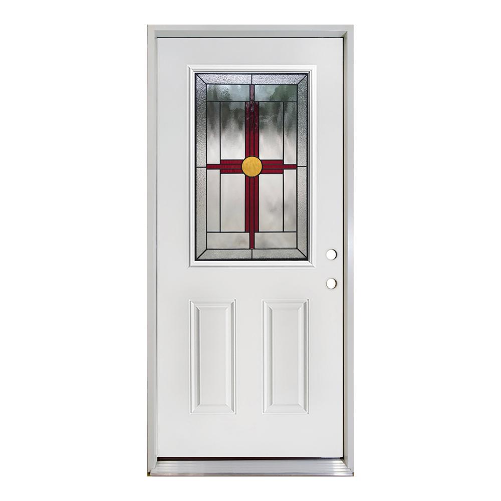 Steves & Sons 36 in. x 80 in. Reliant Series Primed White Left-Hand ...