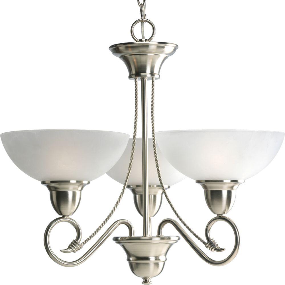 Progress Lighting Pavilion Collection 3-Light Brushed Nickel Chandelier ...