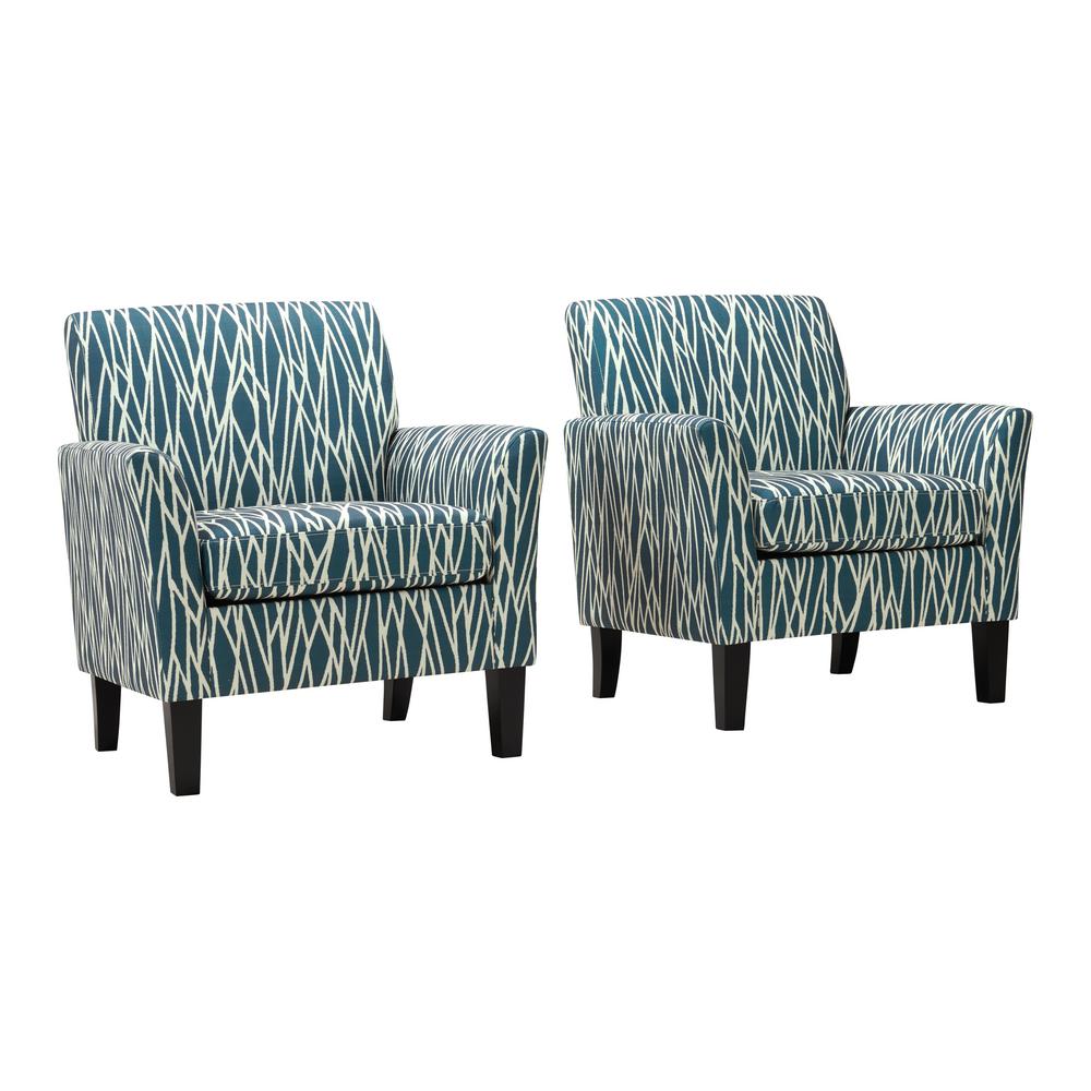 Handy Living Brodee Upholstered Armless Accent Chairs in Turquoise ...