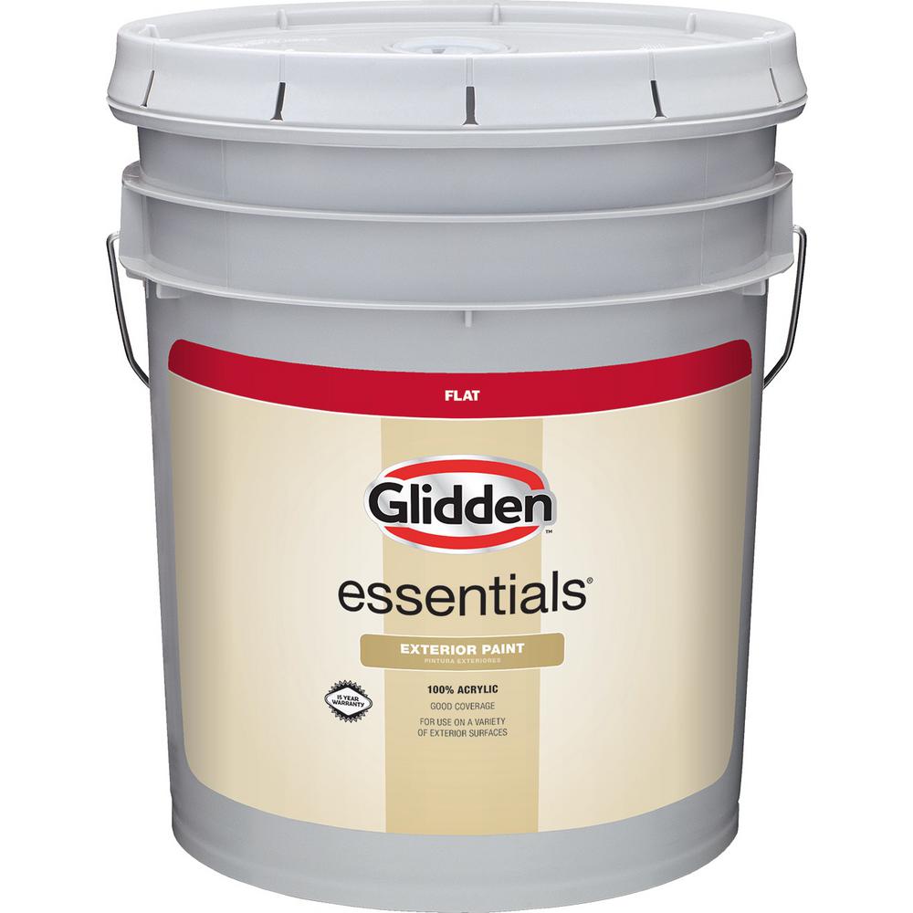 Glidden Essentials 5 Gal White Base 1 Flat Exterior Paint GLE 5011N 05