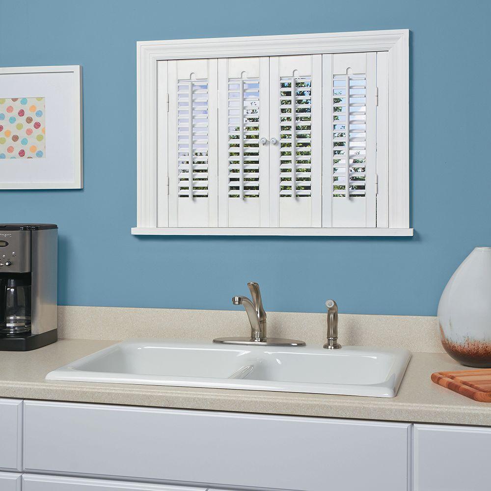 homeBASICS Traditional Real Wood Snow Interior Shutter (Price Varies by Size)-QSTC3132 - The ...