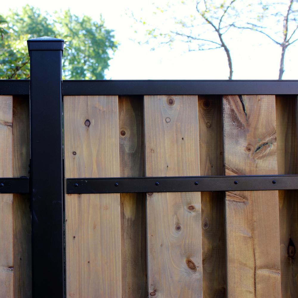 Slipfence 3 in. x 2 in. x 8 ft. Black Powder Coated Aluminum Fence Rail ...