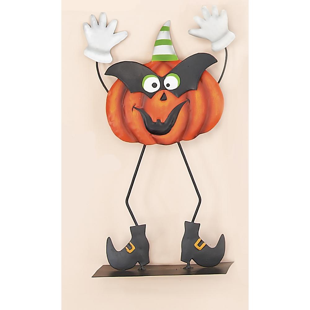 Unbranded 15 in. Standing Metal Pumpkin With Mask and Hands (Set of 2 ...