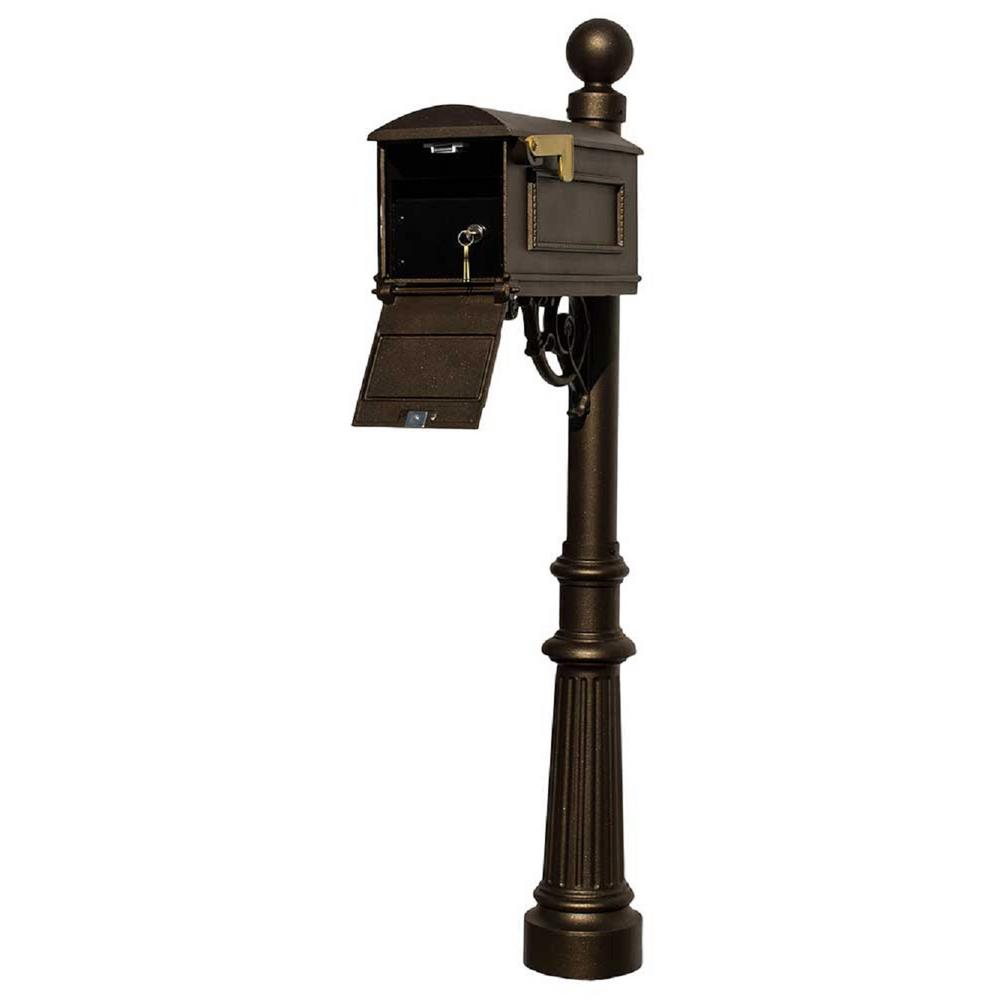 Unbranded Lewiston Bronze Post Mount Locking Insert Mailbox with ...