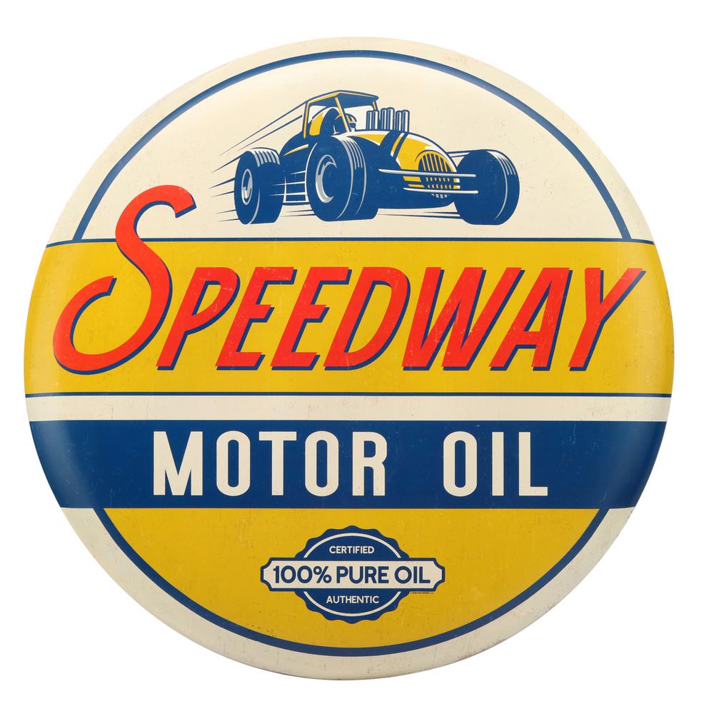SPEEDWAY Motor Oil Tin Button Decorative Sign-90169057-S - The Home Depot