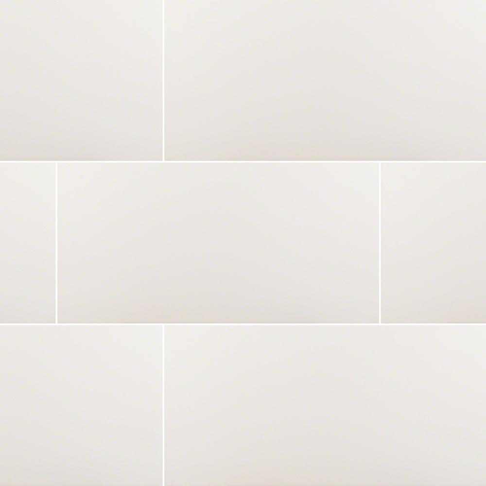 MSI White 12 in. x 24 in. Matte Porcelain Floor and Wall Tile (16 sq ...