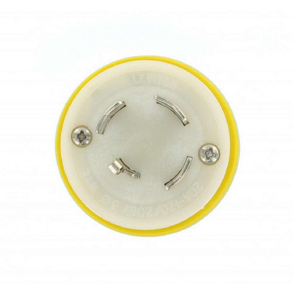Leviton 20 Amp 120/208-Volt 3-Phase Wetguard Locking Non-Grounding Plug ...
