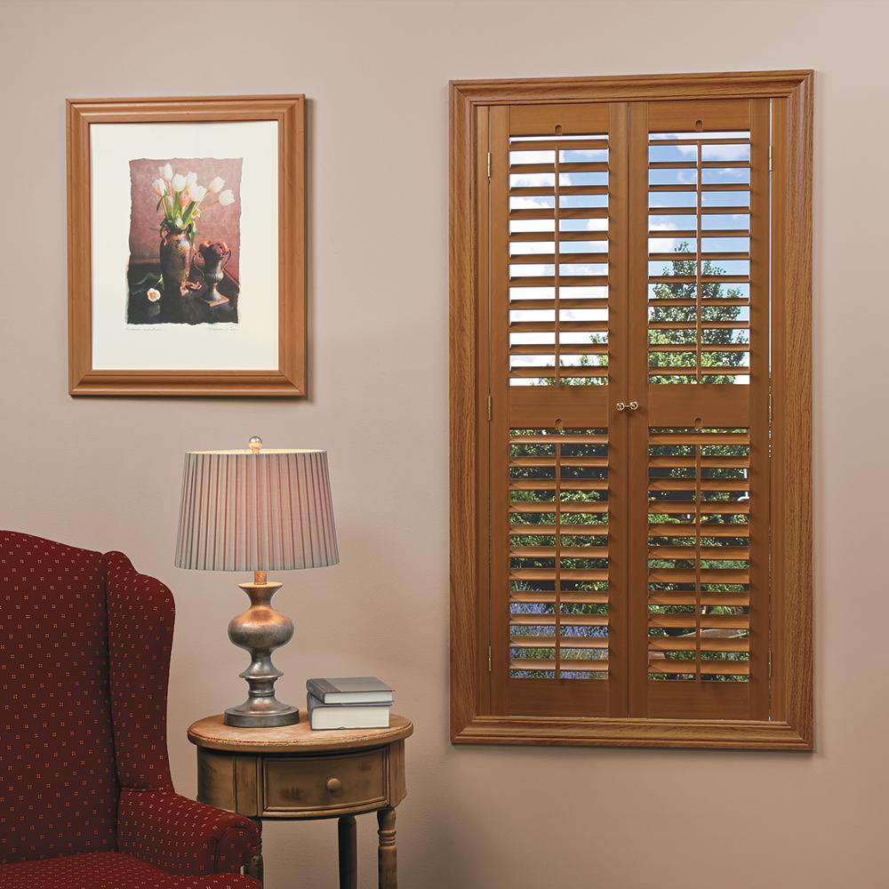 HOME basics Oak 2-1/4 in. Plantation Faux Wood Interior Shutter 31 to ...