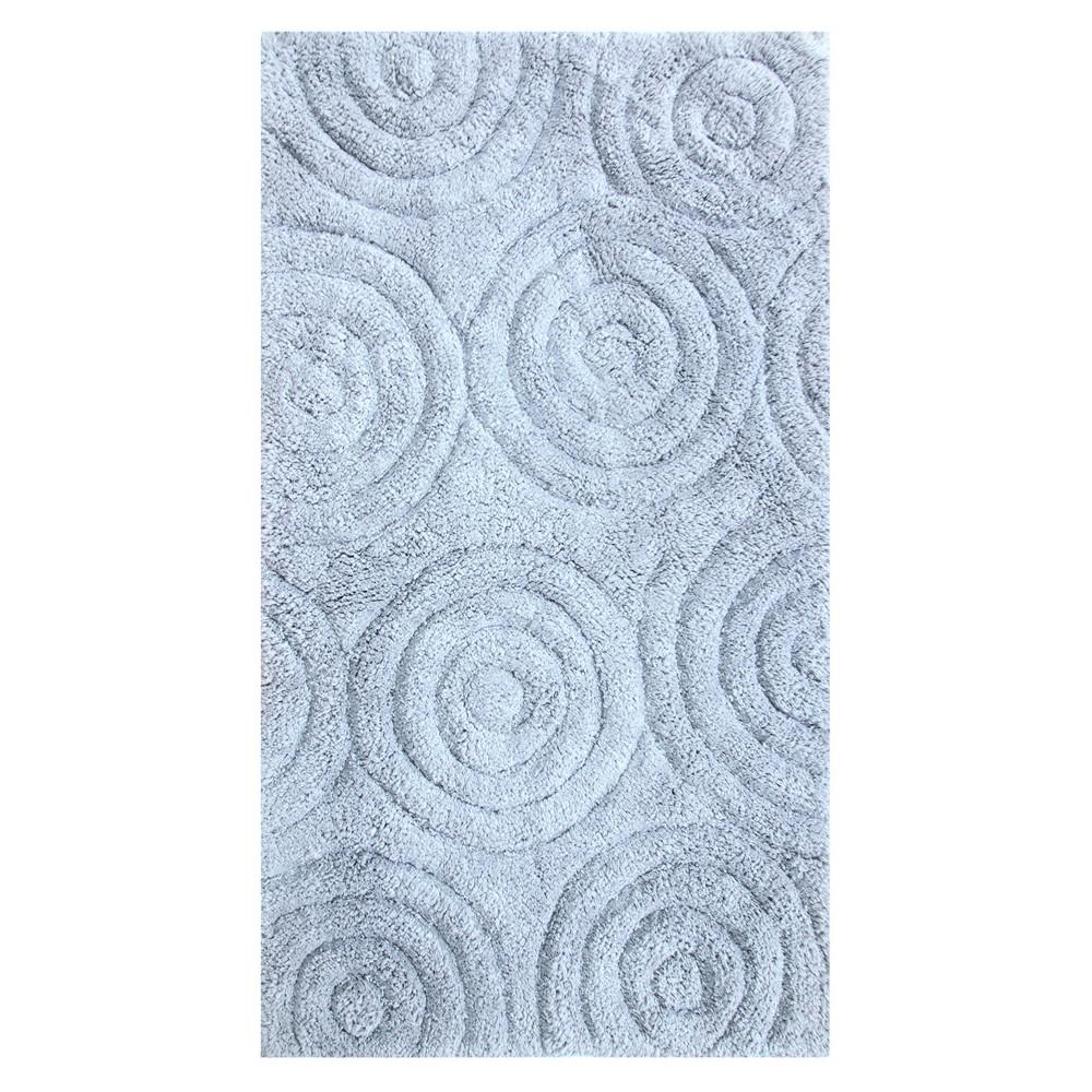 PERTHSHIRE Light Blue 20 in. x 30 in. Circles Latex Back Bath Rug 20X30 ...