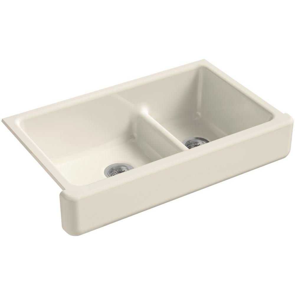 Kohler Hawthorne Farmhouse Apron Front Cast Iron 33 In 3 Hole Double