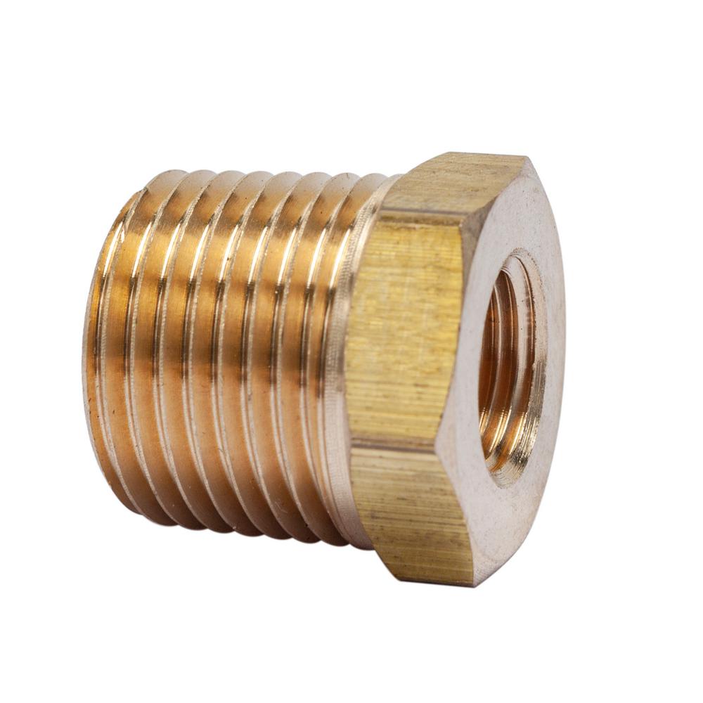 LTWFITTING 1/4 in. MIP x 1/8 in. FIP Brass Pipe Hex Bushing Fitting (10 ...