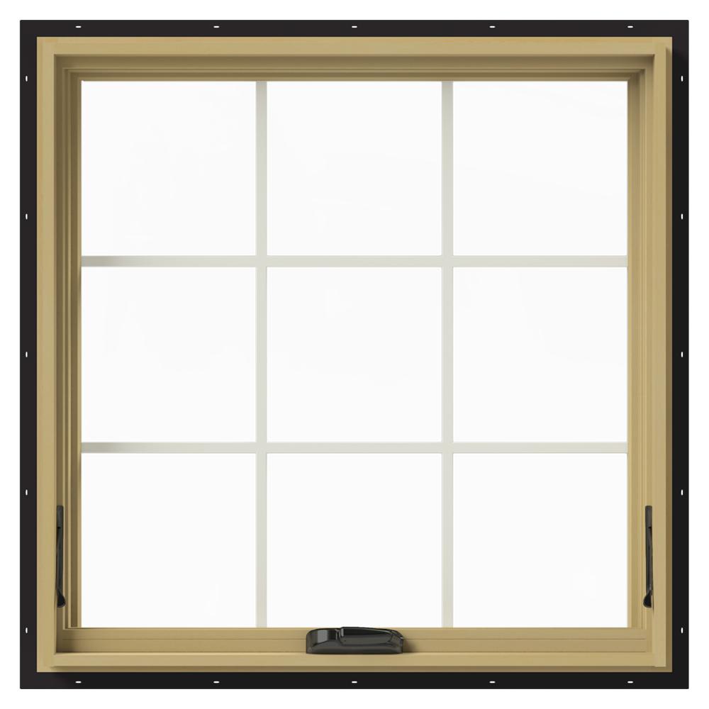 JELD-WEN 36 in. x 36 in. W-2500 Series Black Painted Clad Wood Awning ...