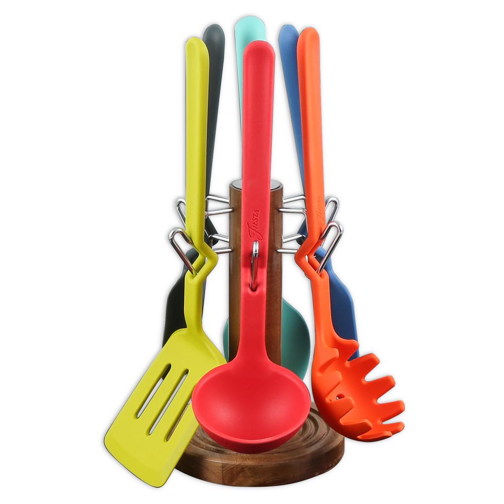Fiesta 7-Piece Silicone Utensil Set with Wire Caddy 6520Y8FSBDS - The ...